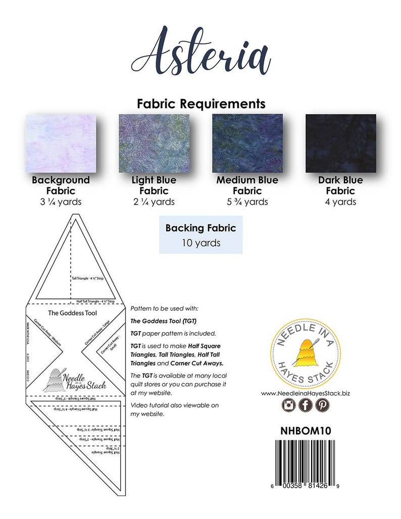 Asteria Quilt Quilting Pattern, From Needle in A Hayes Stack BRAND NEW ...