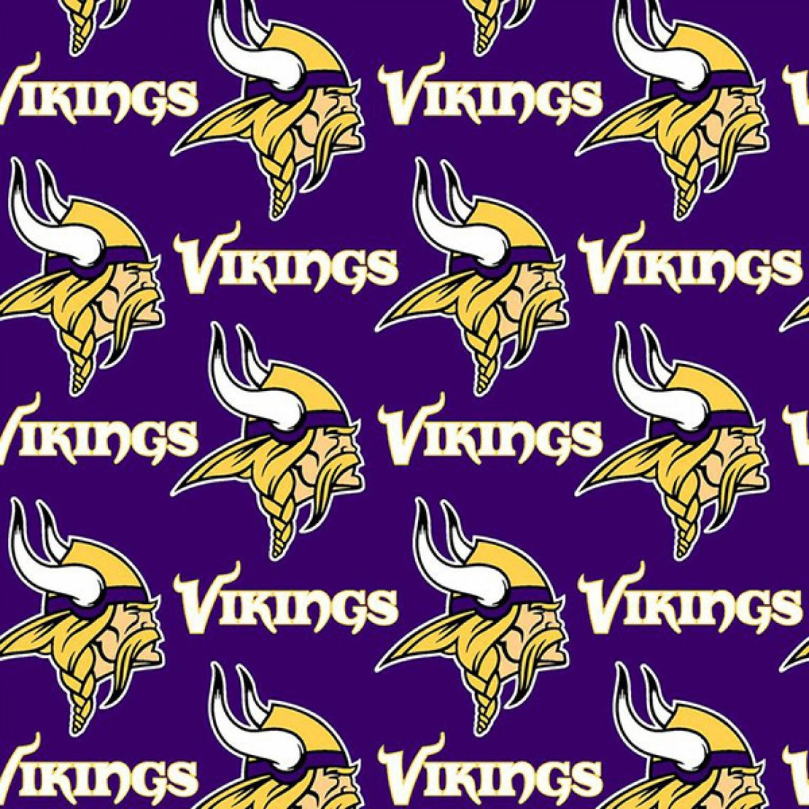 NFL Football Minnesota Vikings on Purple Woven Cotton Fabric Priced by ...