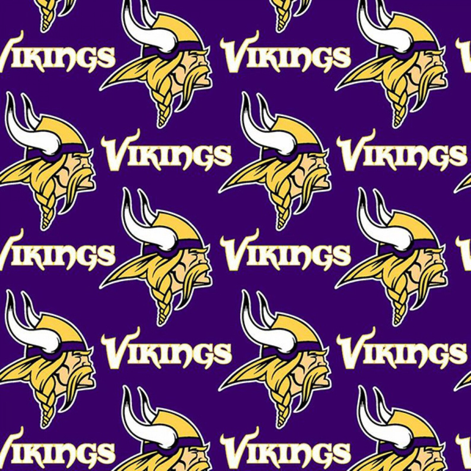 NFL Football Minnesota Vikings on Purple Woven Cotton Fabric Priced by ...