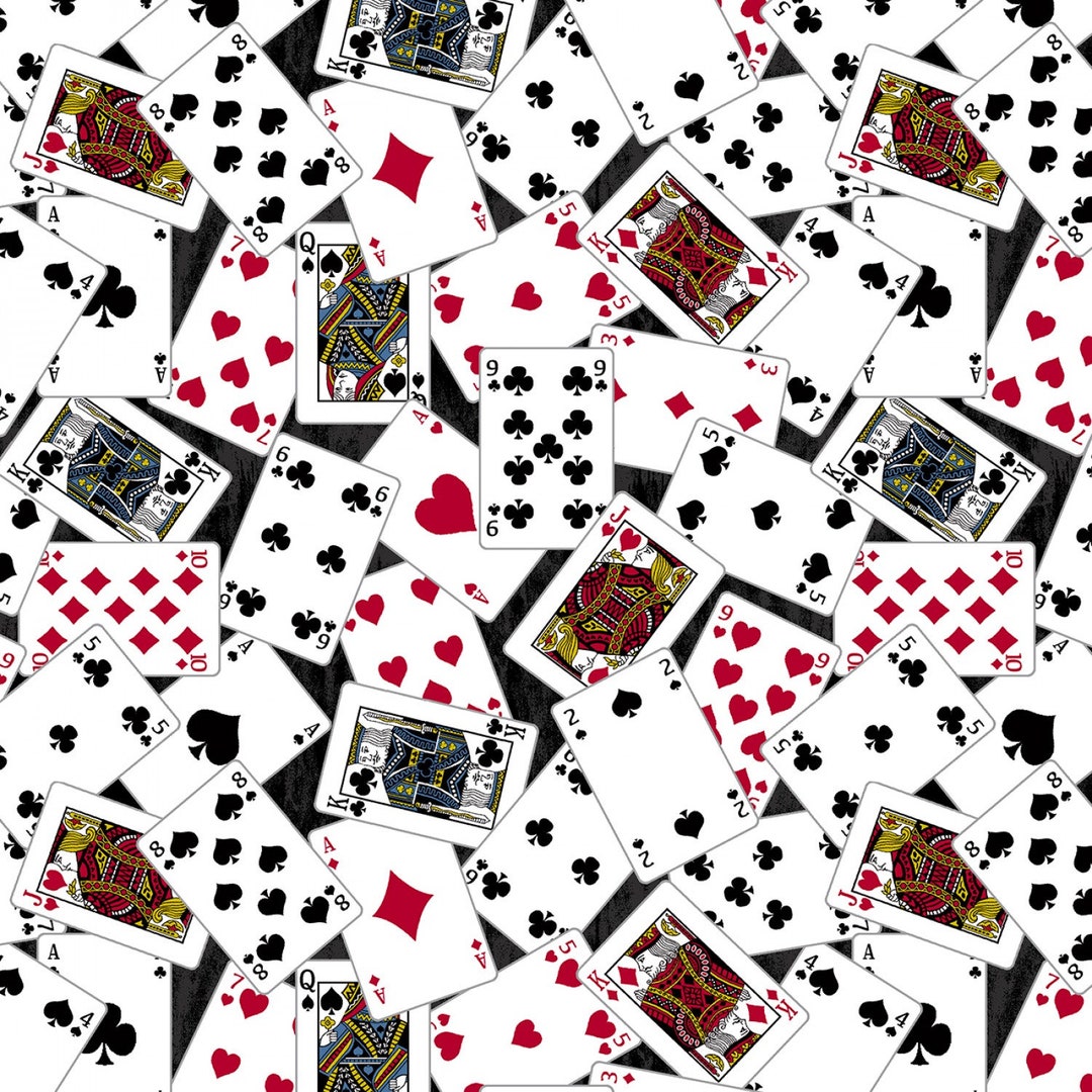 Playing Cards Charcoal Allover on Cotton Fabric, From Windham Fabrics ...