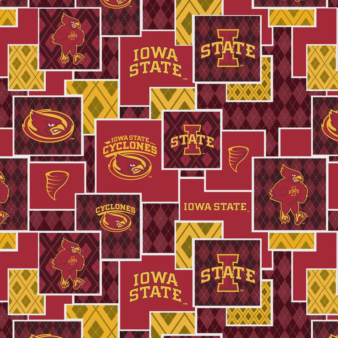 NCAA Iowa State University Cyclones Argyle Boxes Cotton Fabric Priced ...