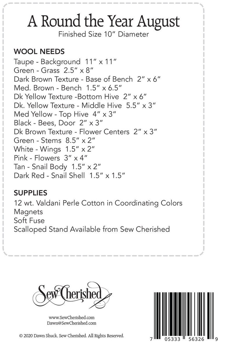 A Round the Year August Wool Sewing Pattern From Sew Cherished Designs ...