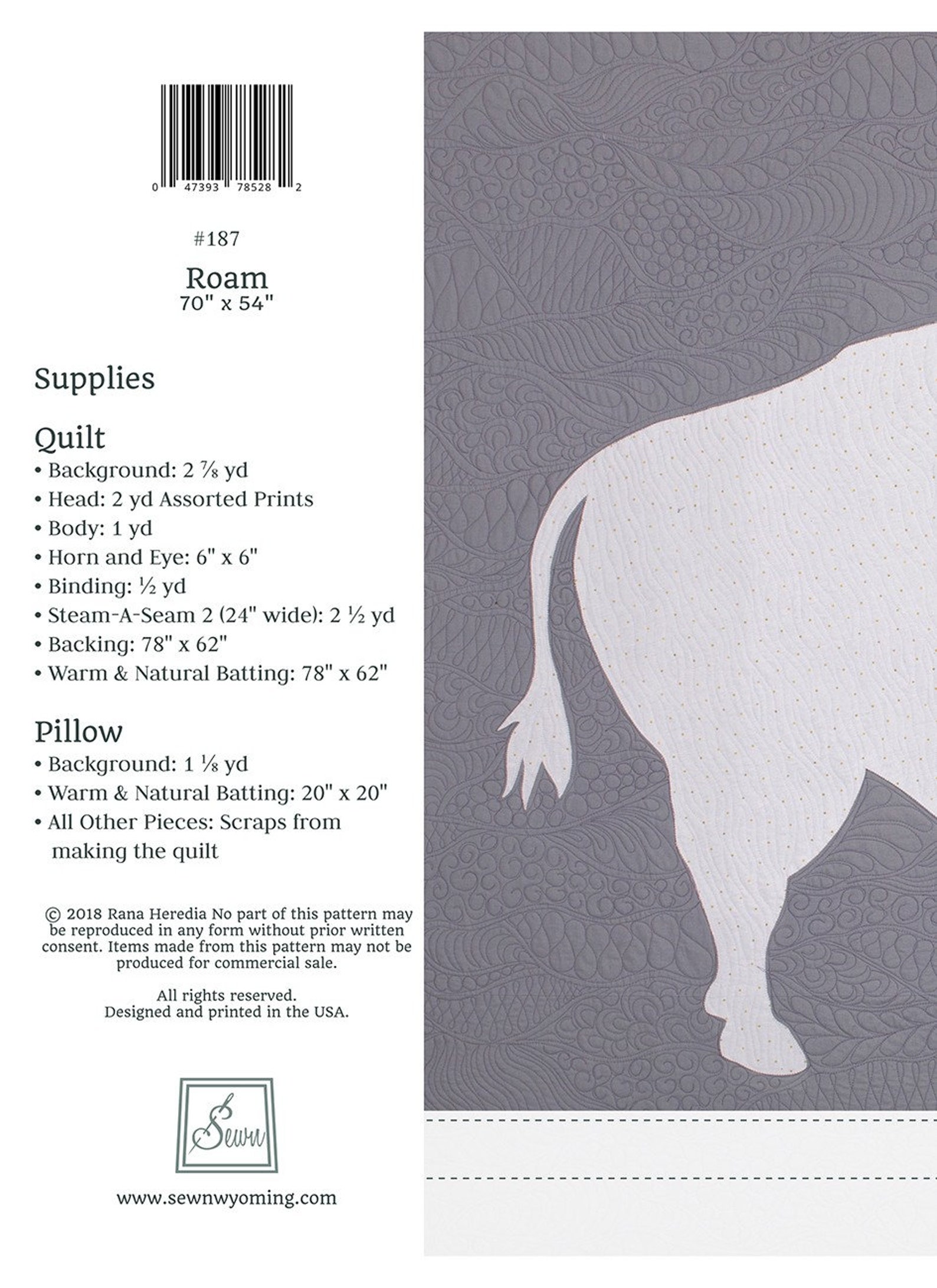 Roam Bison Buffalo Quilt Quilting Pattern From Sewn Wyoming - Etsy