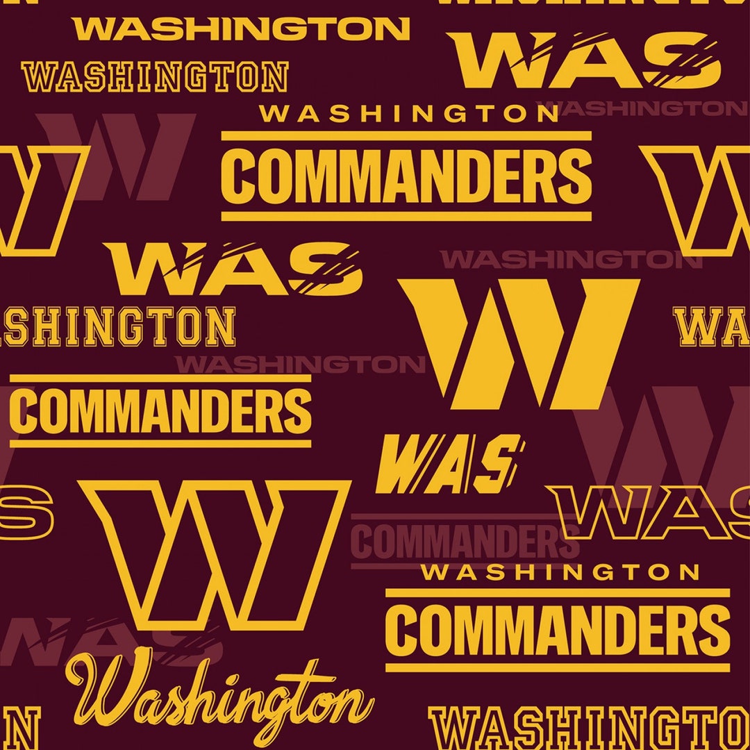 NFL Football Washington Commanders All Over on Red Woven Cotton Fabric ...