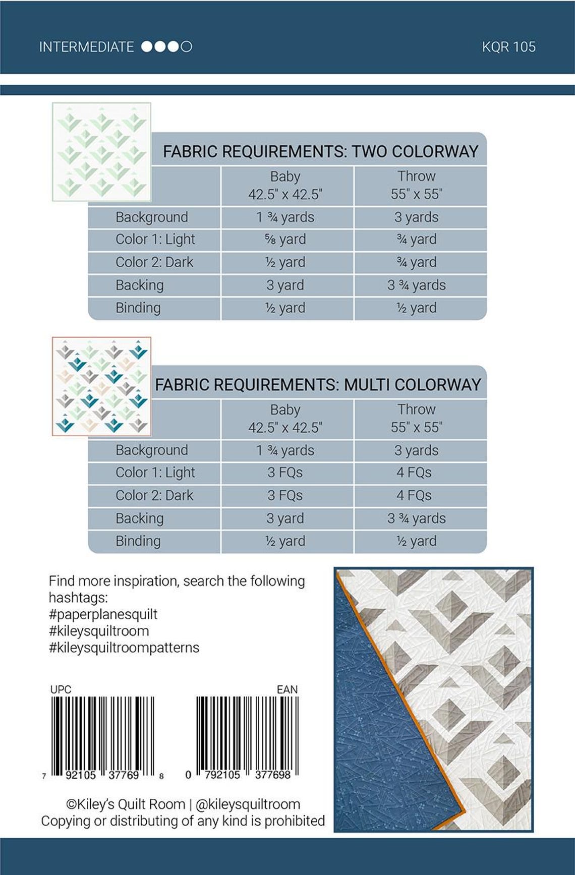 Paper Planes Quilt Quilting Pattern, From Kiley's Quilt Room BRAND NEW ...