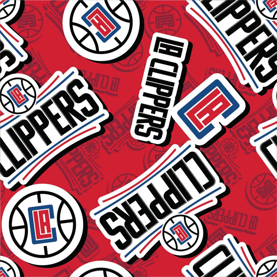 NBA Basketball LA Clippers Sticker Toss on Woven Cotton Fabric Priced ...
