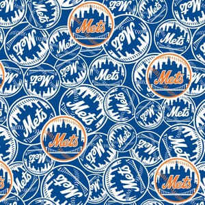 MLB New York Mets All Over Baseball Team Woven Cotton Fabric, Priced by ...