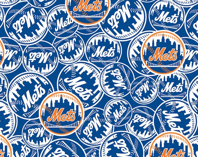 MLB New York Mets All Over Baseball Team Woven Cotton Fabric, Priced by ...