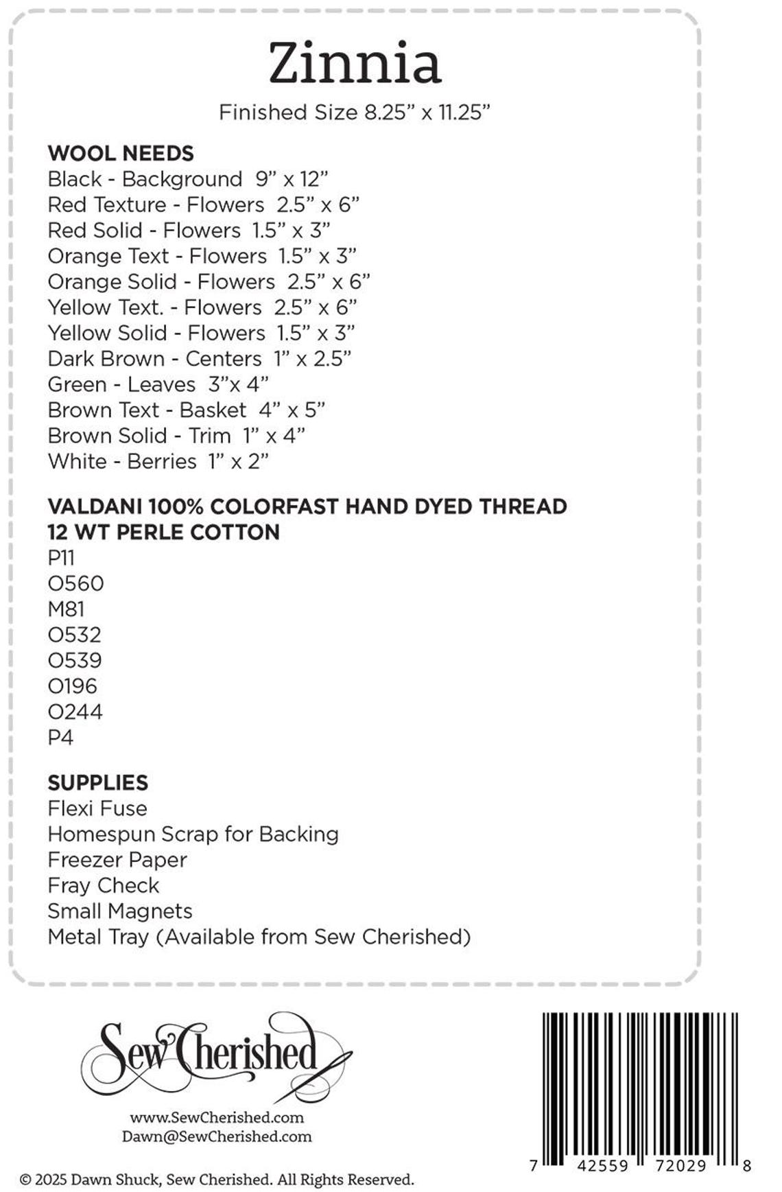 Zinnia Wool Sewing Pattern From Sew Cherished Designs BRAND NEW, Please ...