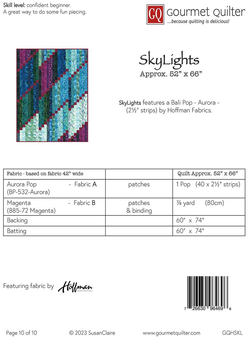 Skylights Quilt Quilting Pattern From Gourmet Quilter BRAND NEW, Please ...