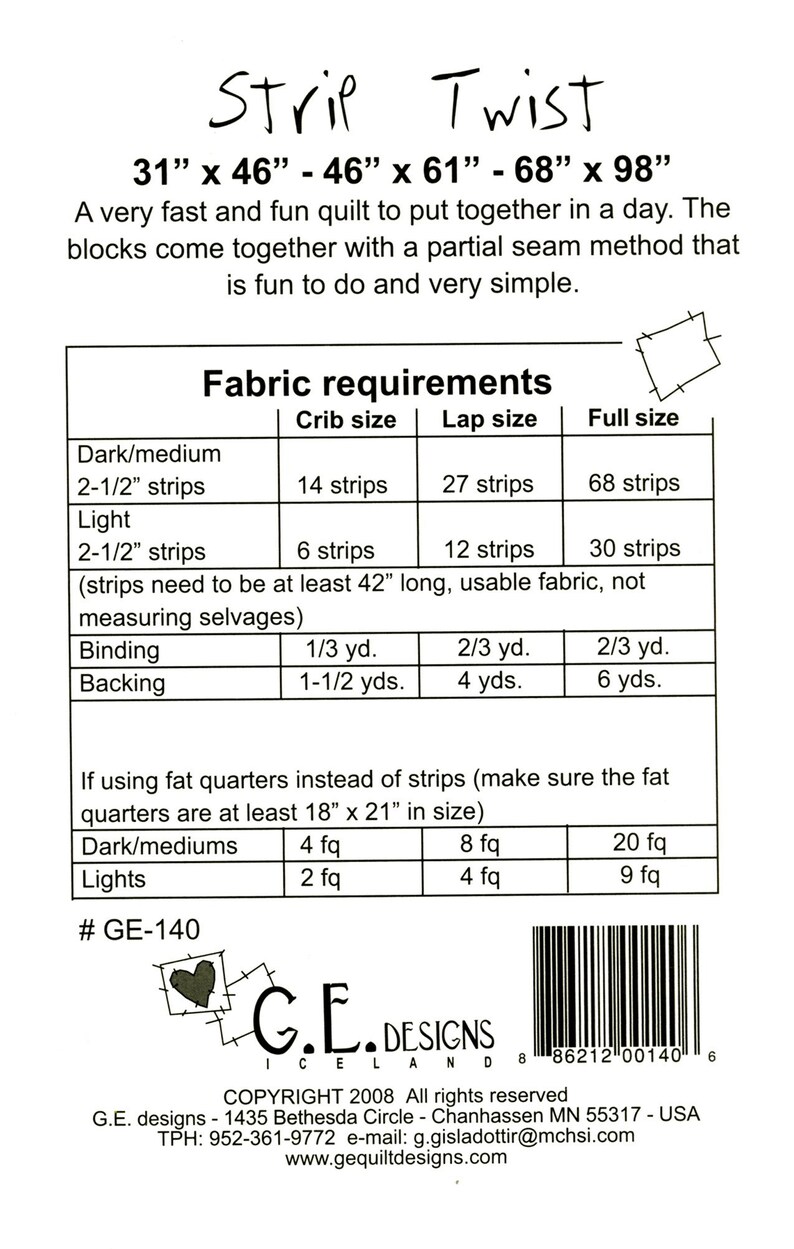 Strip Twist Quilt Quilting Pattern From G.E. Quilt Designs - Etsy