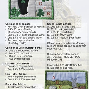 Irish Mug Rugs Machine Embroidery CD, Four In-the-hoop Projects From ...