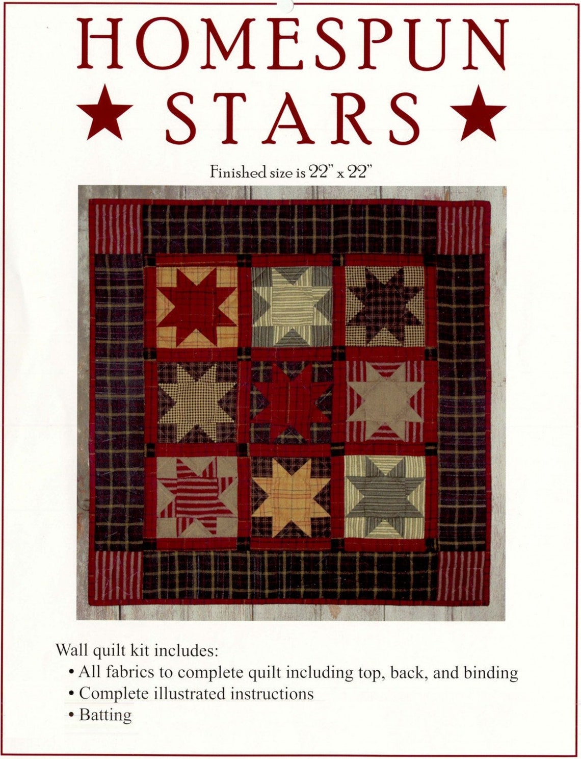Homespun Stars Kit, Wall Hanging Quilt Pattern, From Rachel's of ...