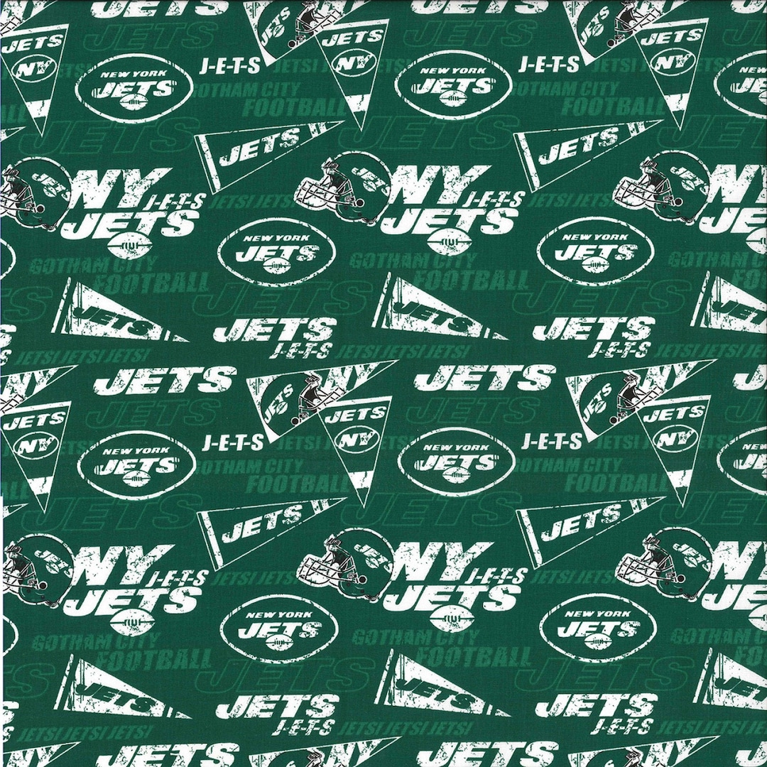 NFL New York Jets Football on Woven Cotton Fabric, Priced by the HALF ...