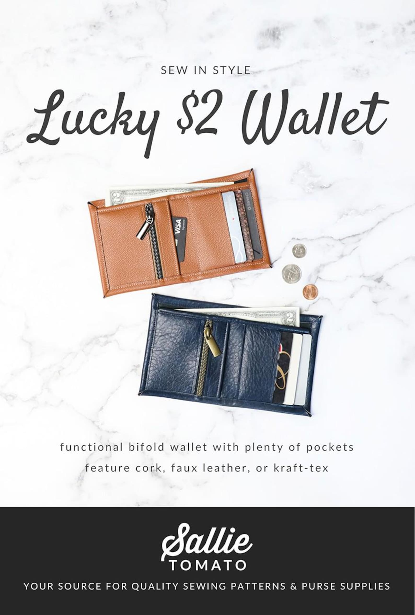 Lucky Two Dollar Wallet Sewing Pattern From Sallie Tomato BRAND NEW ...