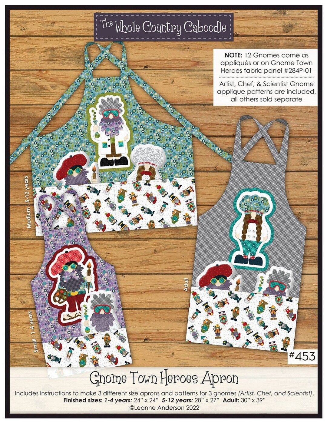 Gnome Town Heroes Aprons Applique Pattern, 3 Sizes to Make, From the Whole Country Caboodle NEW ...