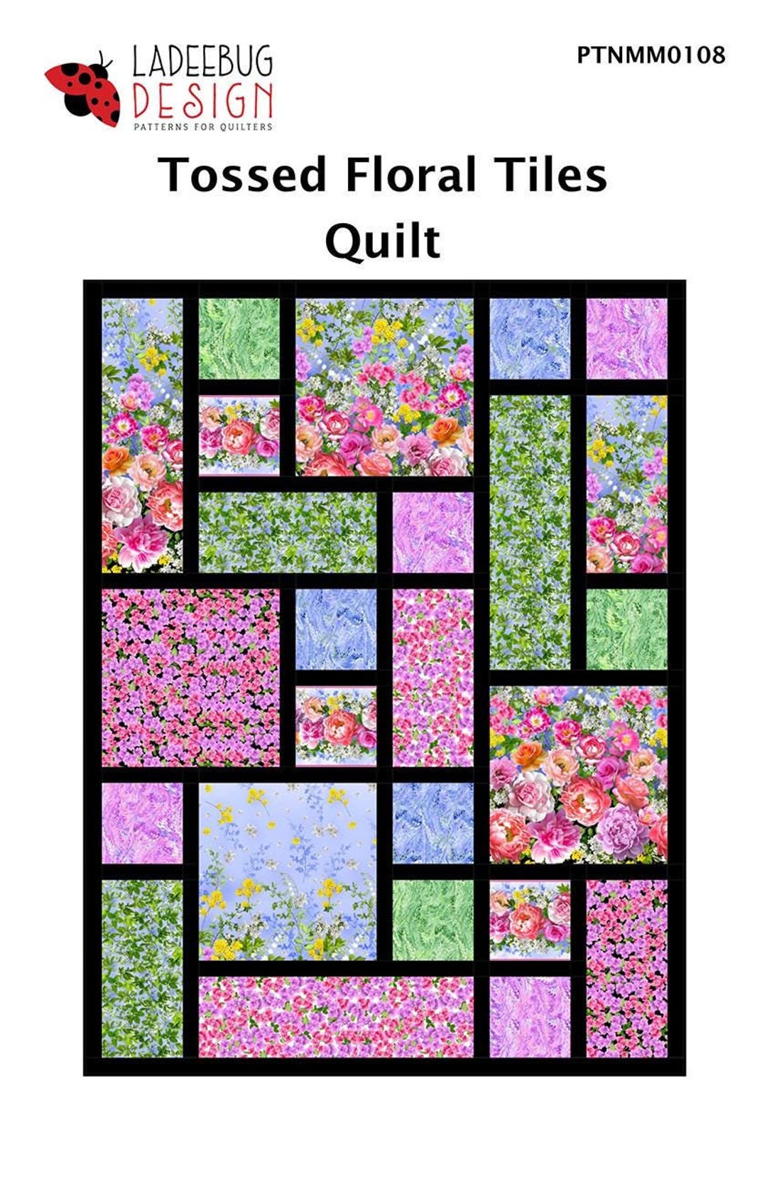 Tossed Floral Tiles Quilt Quilting Pattern, From Ladeebug Designs BRAND ...