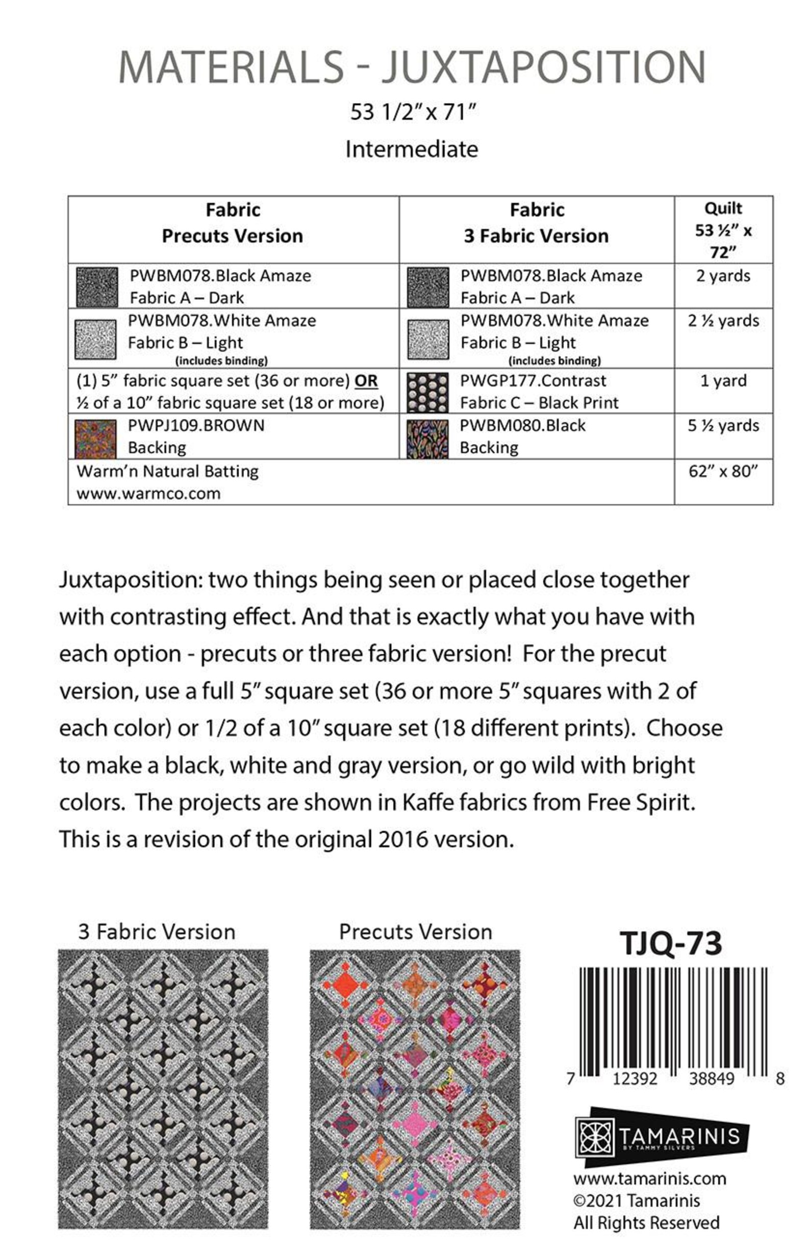Juxtaposition Quilt Quilting Pattern, From Tamarinis Patterns BRAND NEW ...