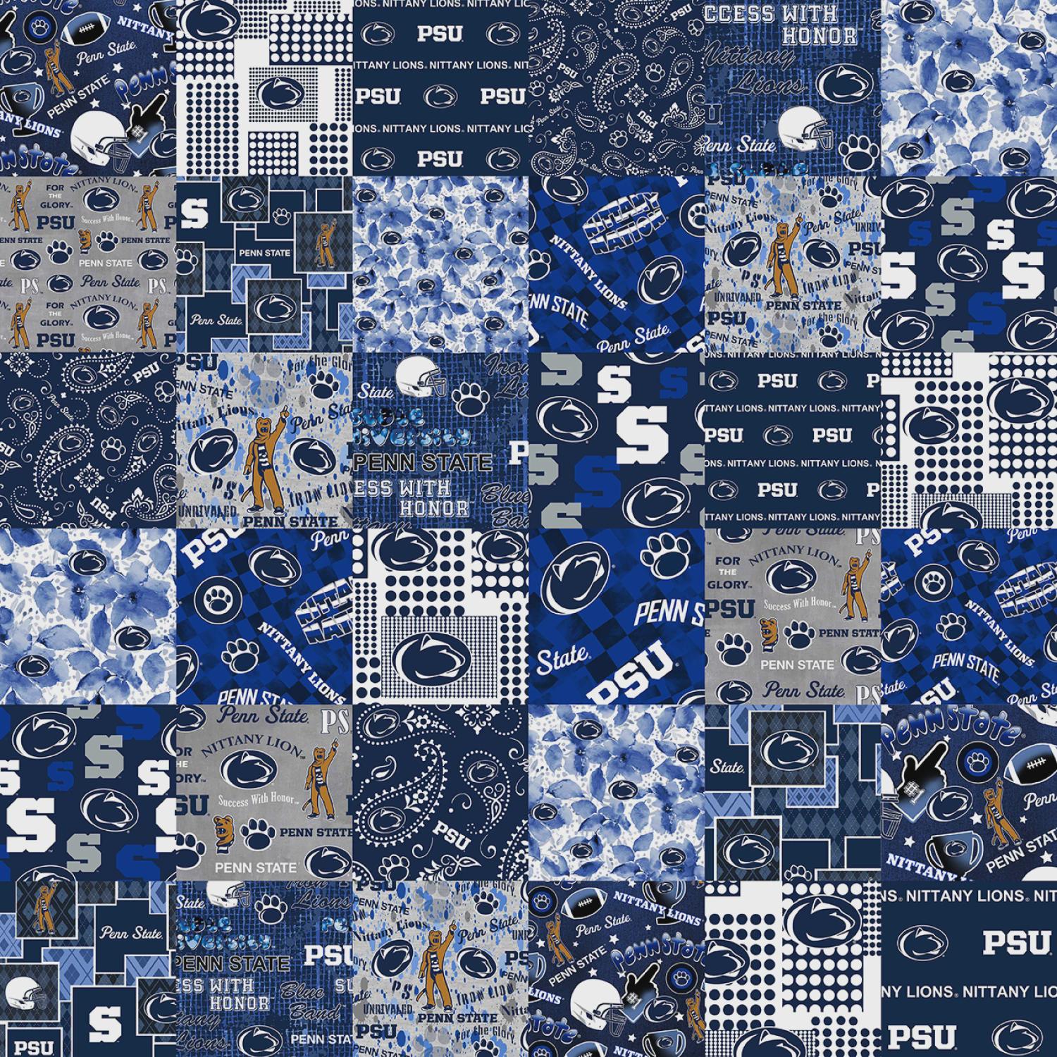 NCAA Penn State University Nittany Lions Cheater Quilt Cotton Fabric ...