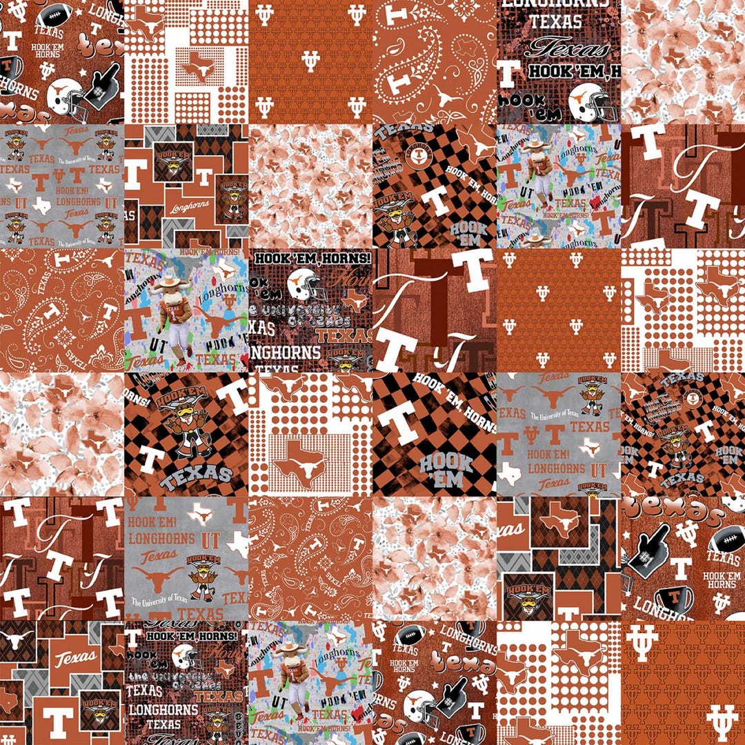 NCAA University of Texas Longhorns Cheater Quilt Cotton Fabric Priced ...