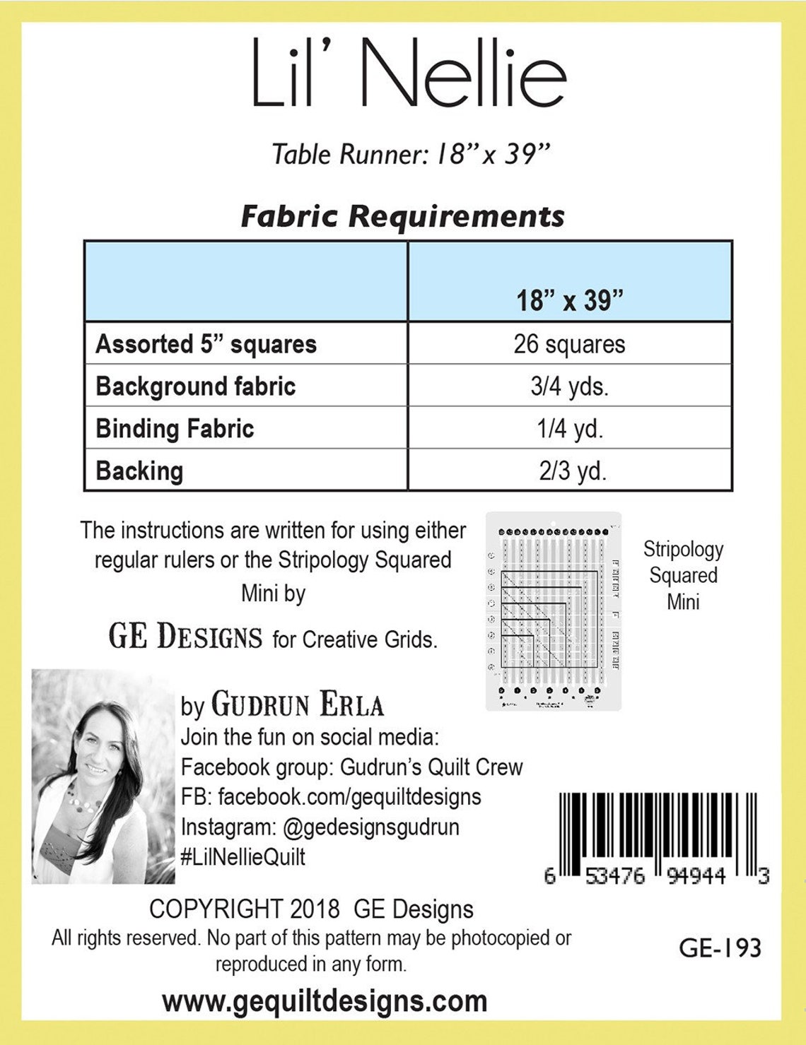 Lil Nellie Table Runner Quilting Pattern From G.E. Quilt | Etsy