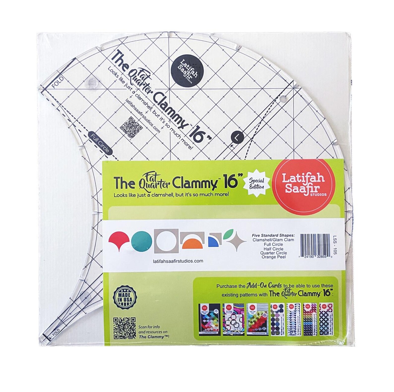 The Fat Quarter Clammy Acrylic Template Quilting Ruler, 16 Inch in Size ...