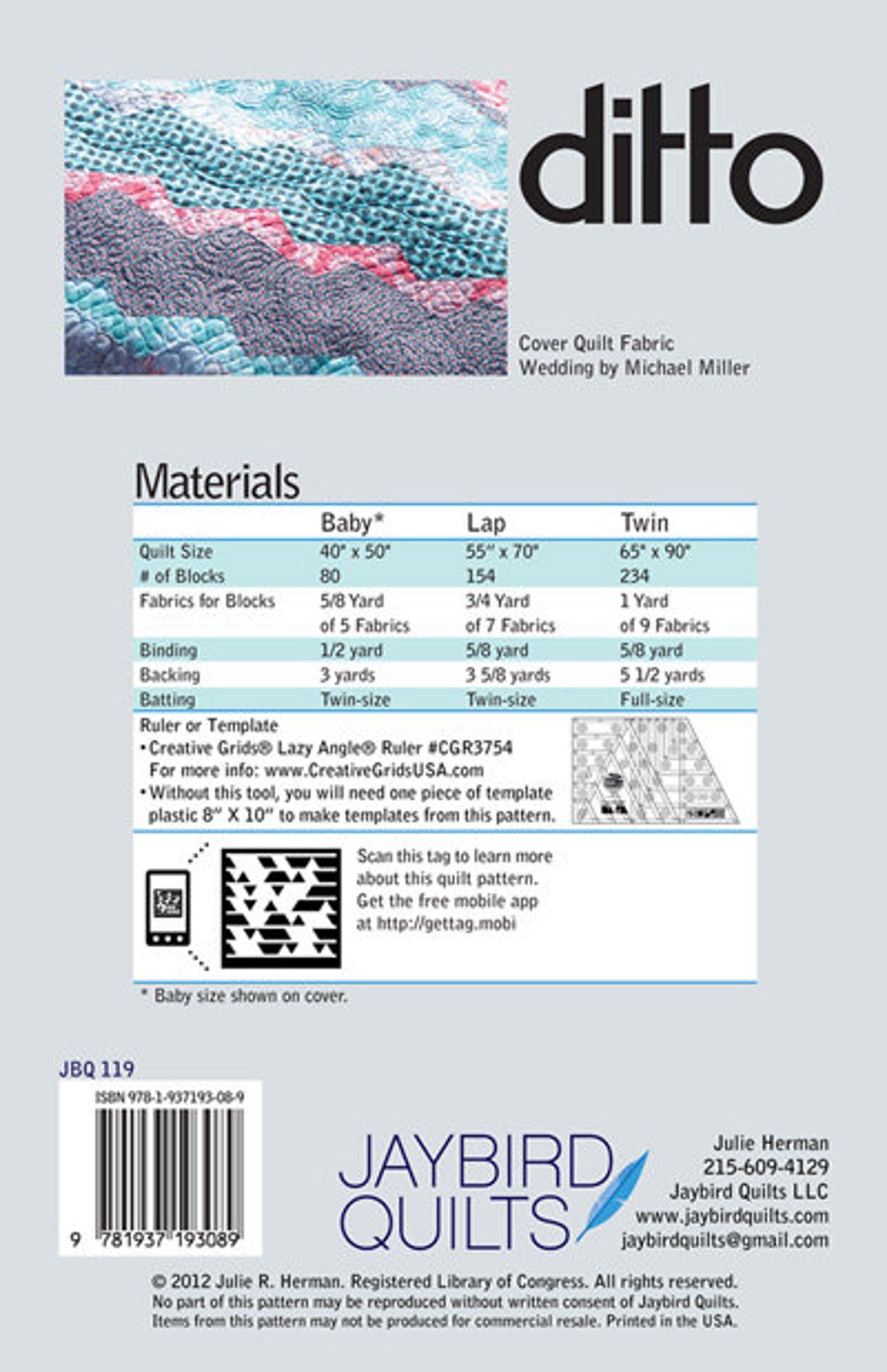 Ditto Pieced Quilt Quilting Pattern From Jaybird Quilts BRAND - Etsy