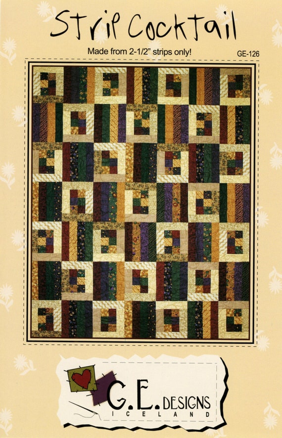 Strip Cocktail Quilt Quilting Pattern From G.E. Quilt Designs | Etsy