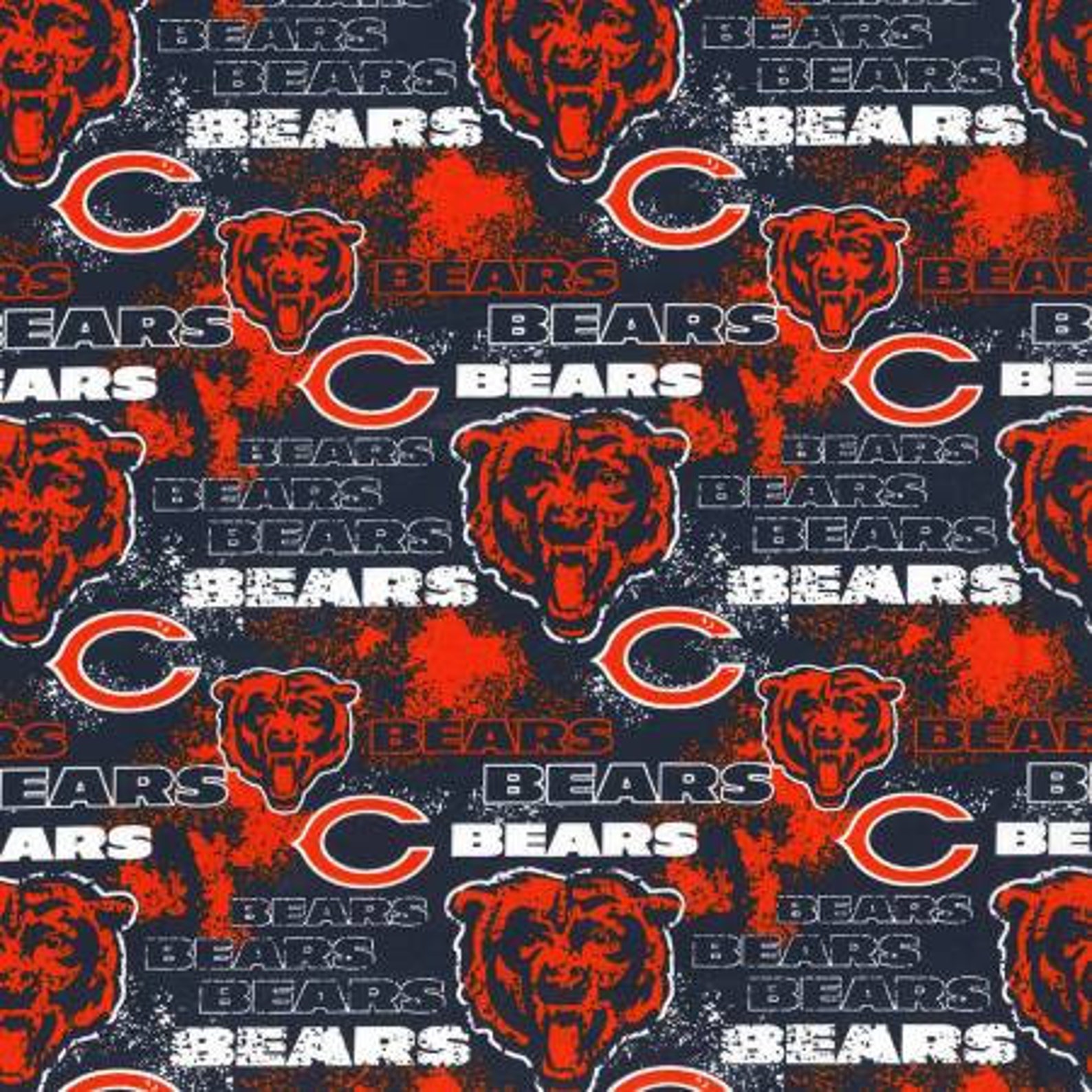 NFL Chicago Bears Blue Splash Football Team Cotton Fabric Priced by the ...