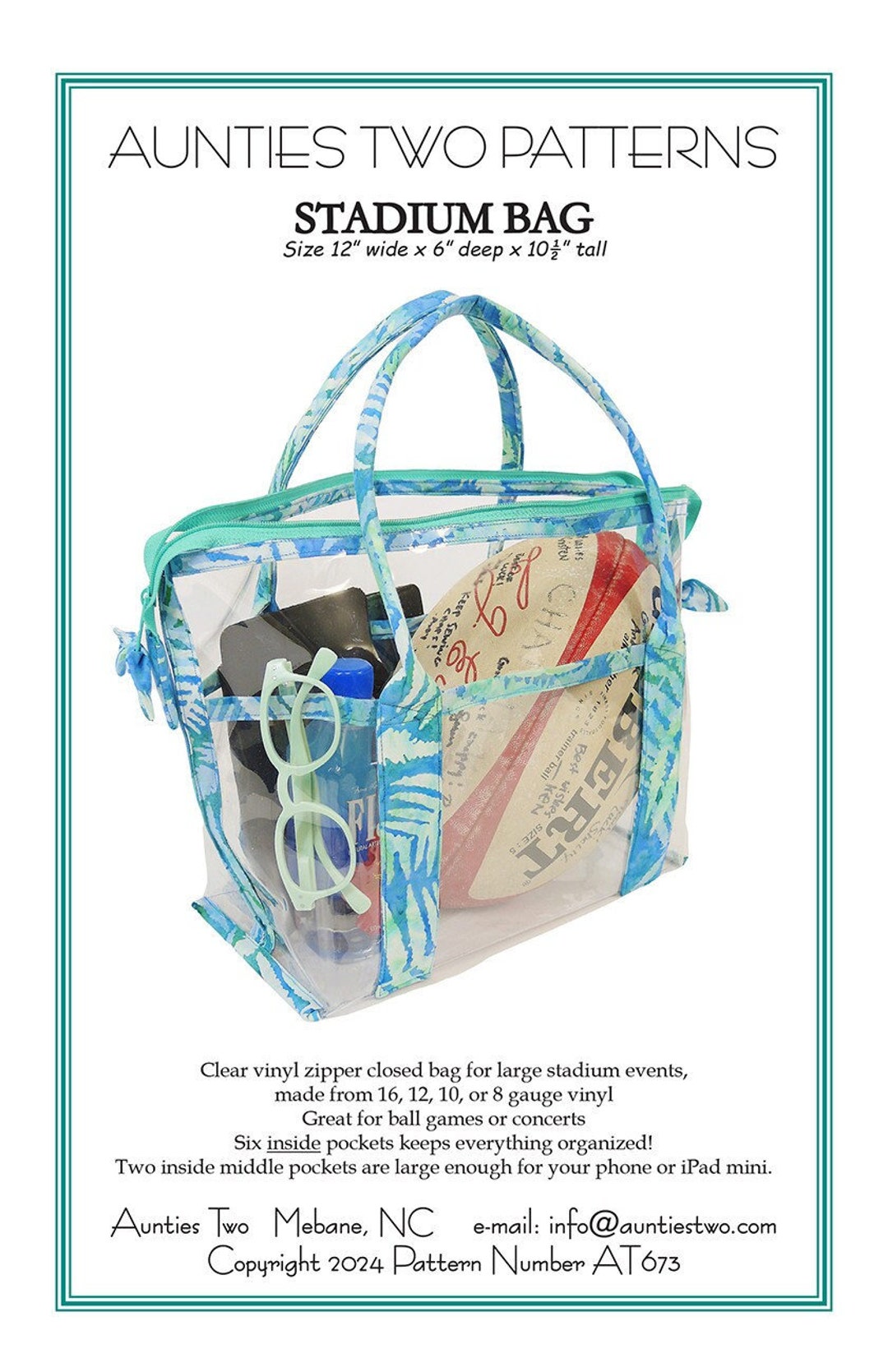 Stadium Bag, Sewing and Quilting Pattern, From Aunties Two Patterns ...