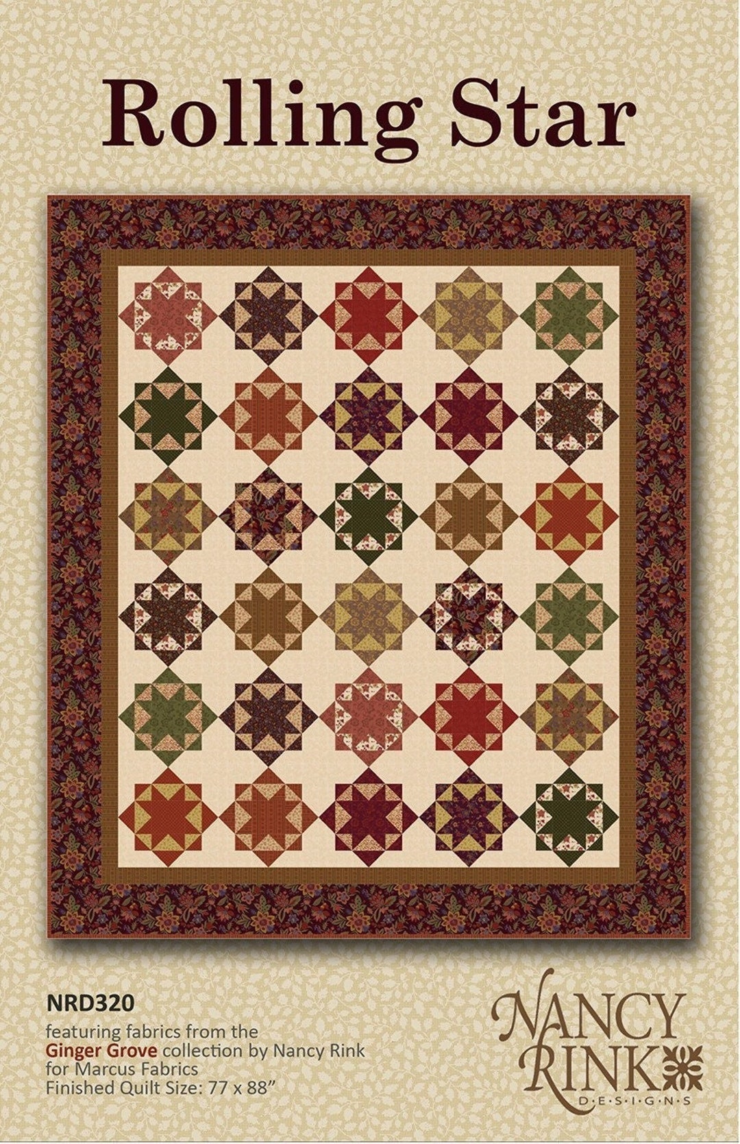 Rolling Star Pieced Quilt Quilting Pattern From Nancy Rink Designs BRAND NEW, Please See ...