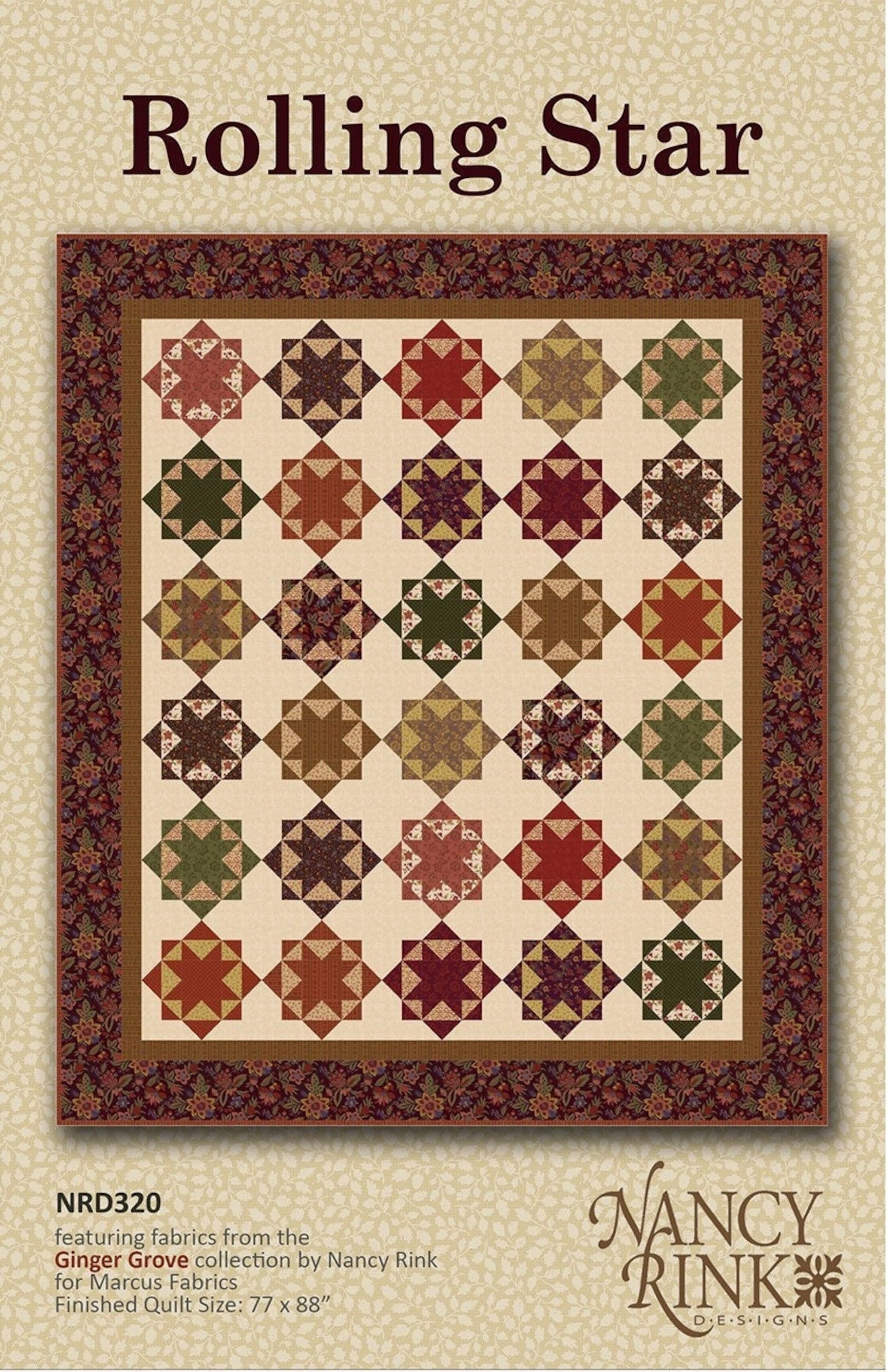Rolling Star Pieced Quilt Quilting Pattern From Nancy Rink Designs ...