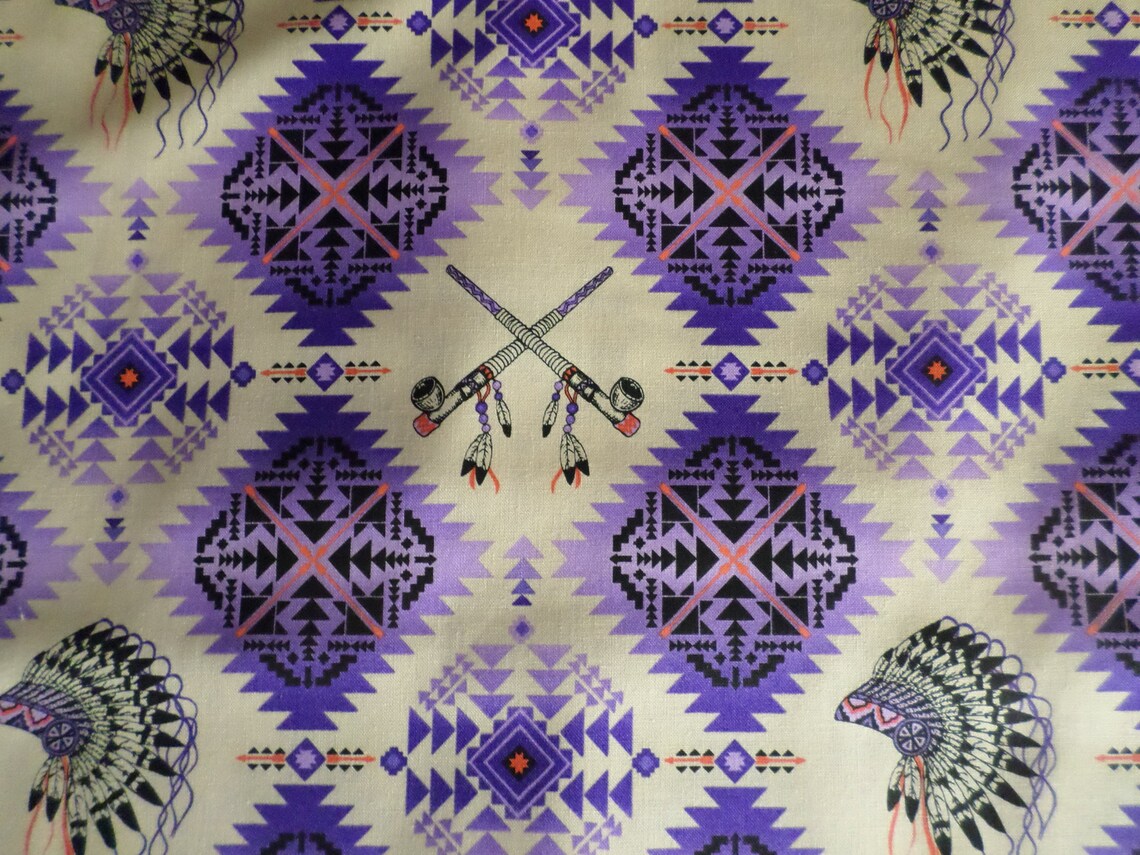 Purple Native Spirit Southwest Pattern All Over On Cream Woven | Etsy