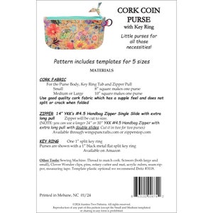Cork Coin Purse With Key Ring, Sewing Pattern, From Aunties Two ...