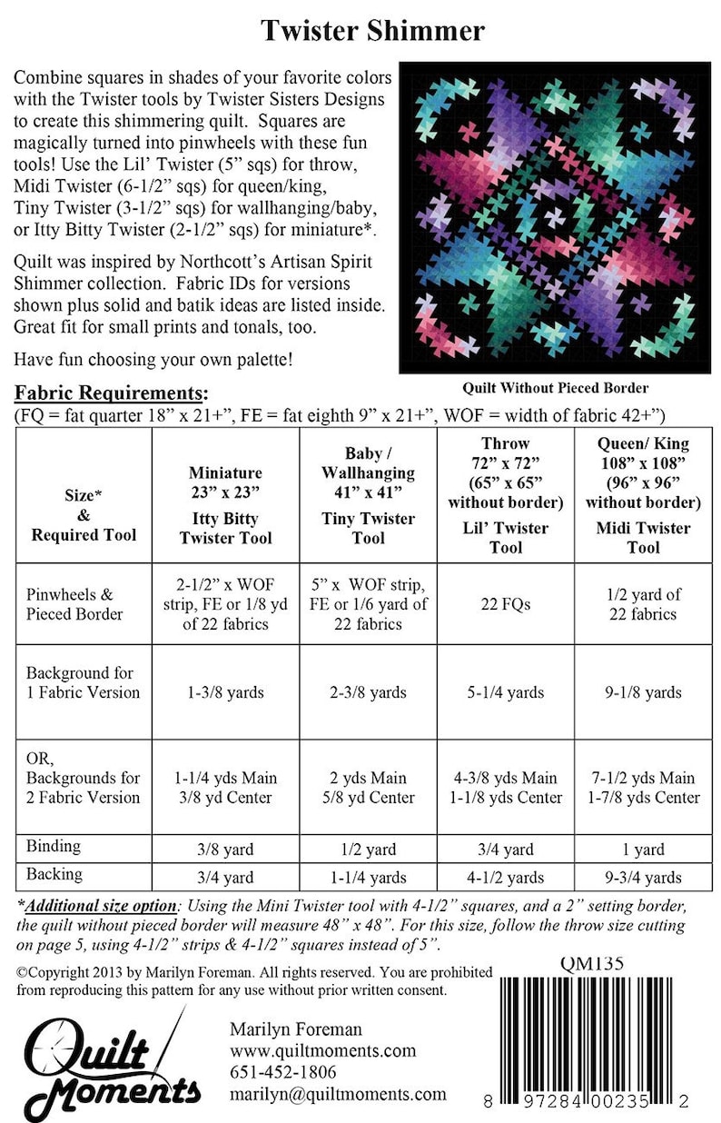 Twister Shimmer Quilt Quilting Pattern From Quilt Moments - Etsy