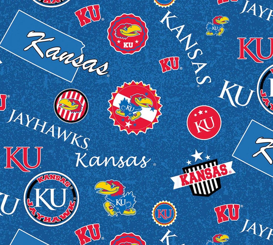 NCAA University of Kansas Jayhawks Home State All Over Cotton Fabric ...