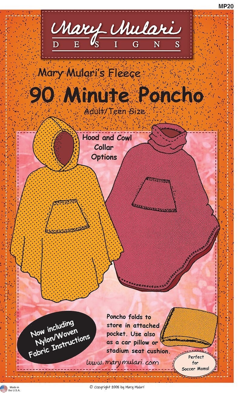 90 Minute Poncho Sewing Pattern From Mary Mulari Designs Productions NEW, Please See Description ...