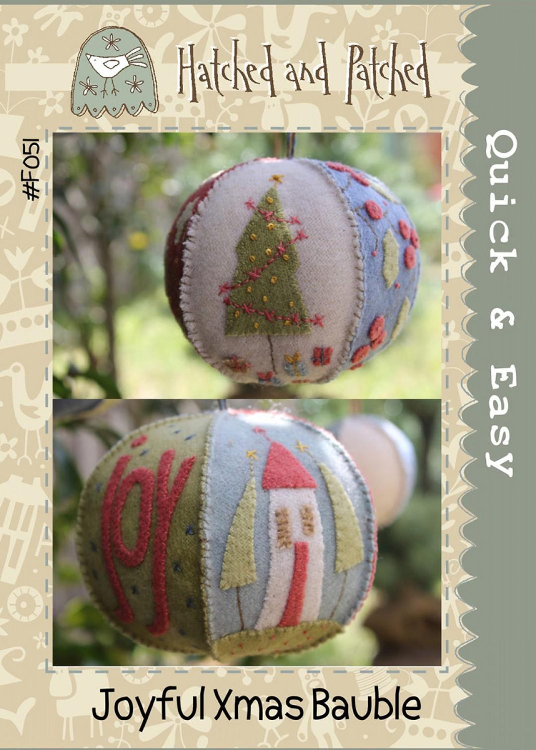 Joyful Xmas Bauble Sewing Pattern, From Hatched and Patched BRAND NEW ...