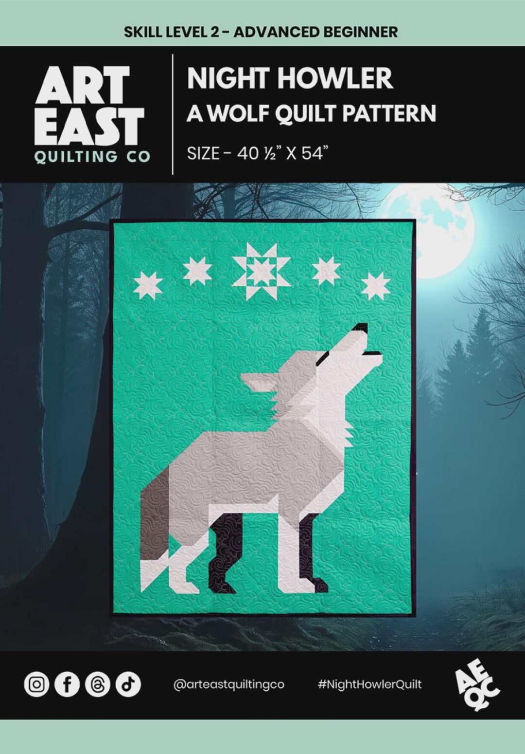 Night Howler A Wolf Quilt Quilting Pattern, From Art East Quilting Co ...