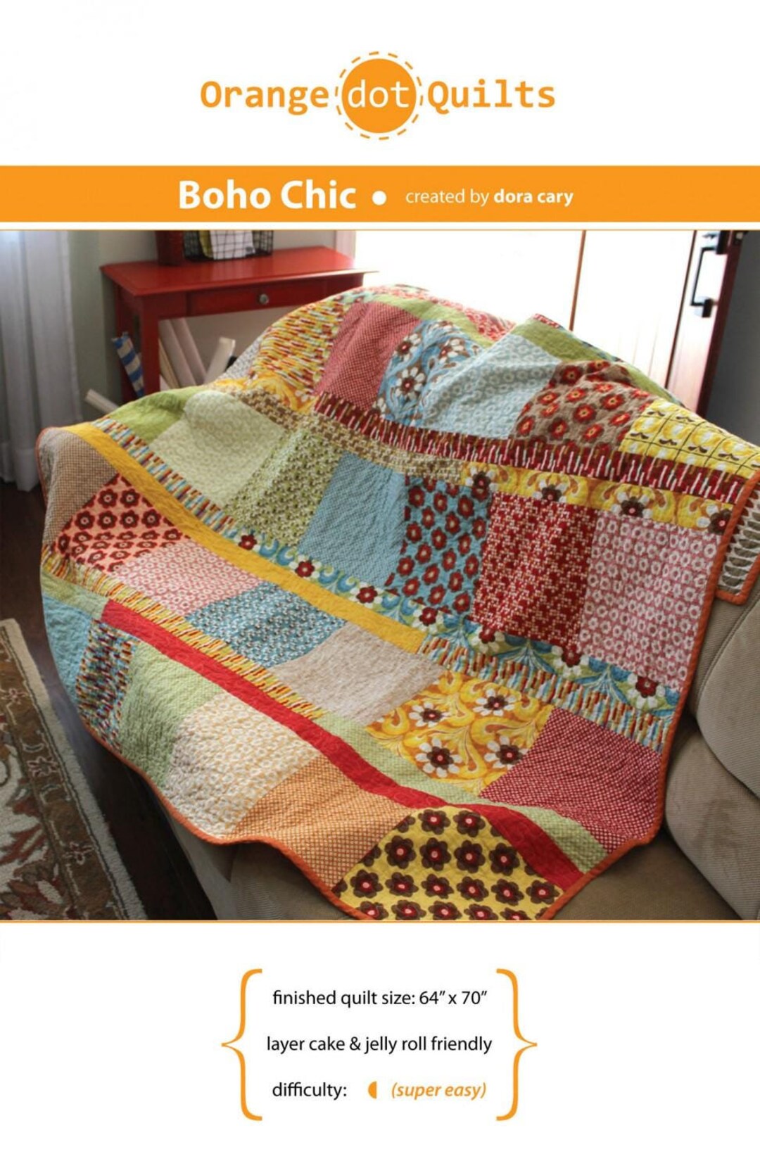 Boho Chic Quilt Quilting Pattern, From Orange Dot Quilts BRAND NEW ...