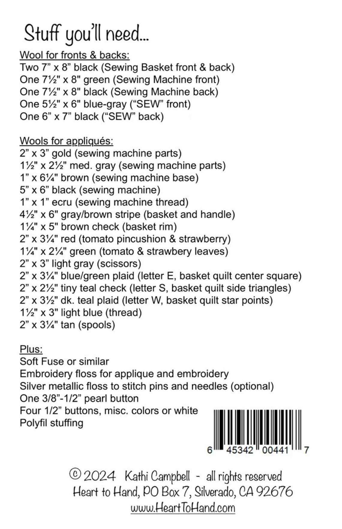 Sewing Bowl Fillers Sewing Pattern, From Heart to Hand BRAND NEW ...
