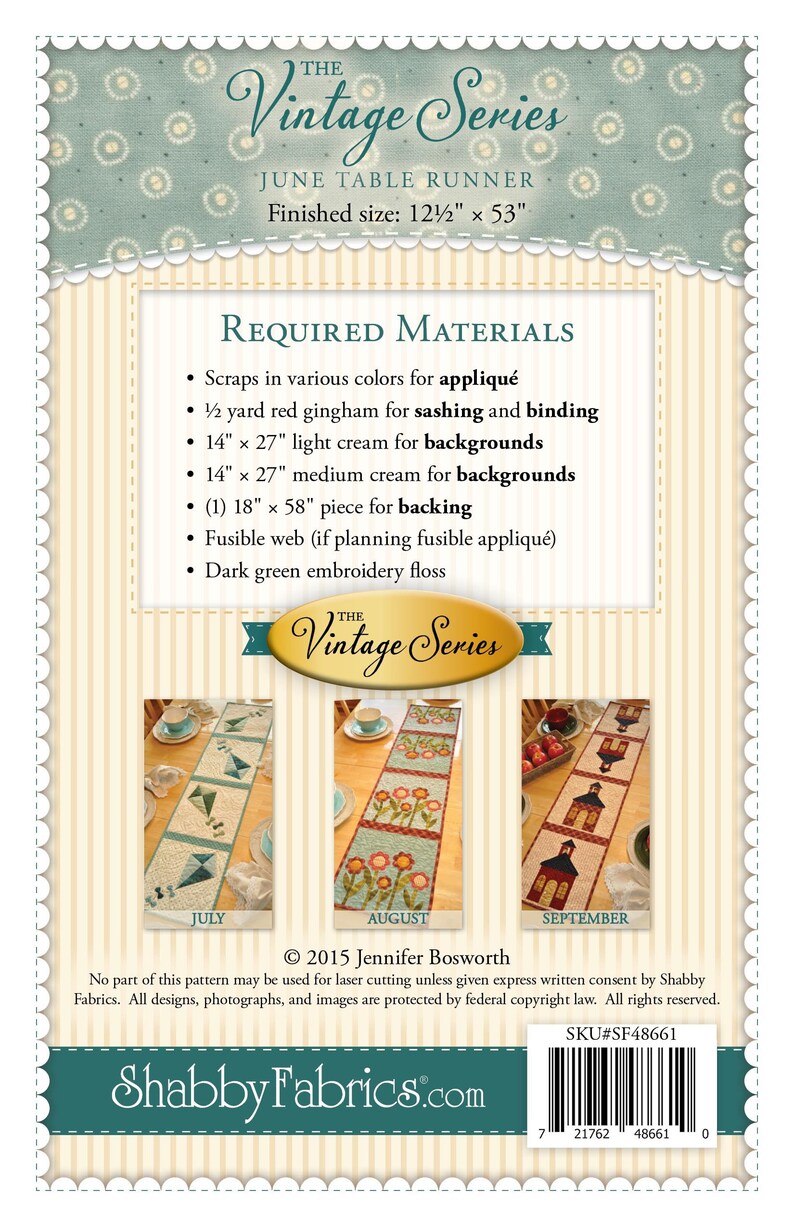 The Vintage Series June Strawberries Table Runner Quilting Pattern From ...