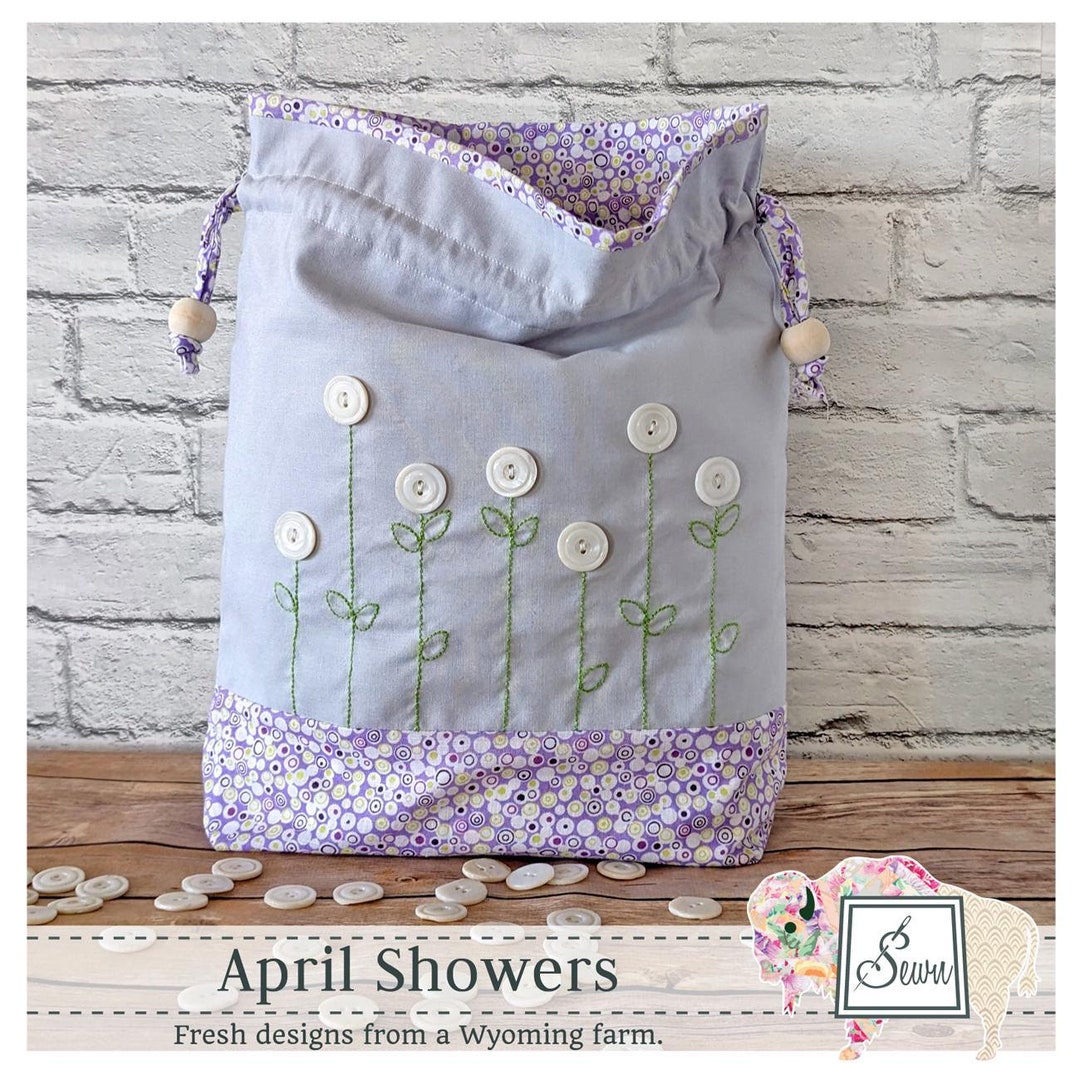 April Showers Drawstring Bag Sewing Pattern From Sewn Wyoming BRAND NEW ...