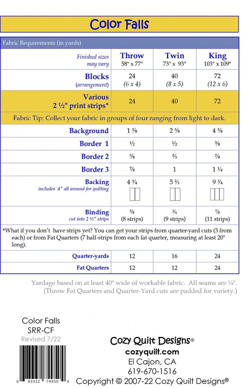 Color Falls Quilt Quilting and Sewing Pattern, From Cozy Quilt Designs ...