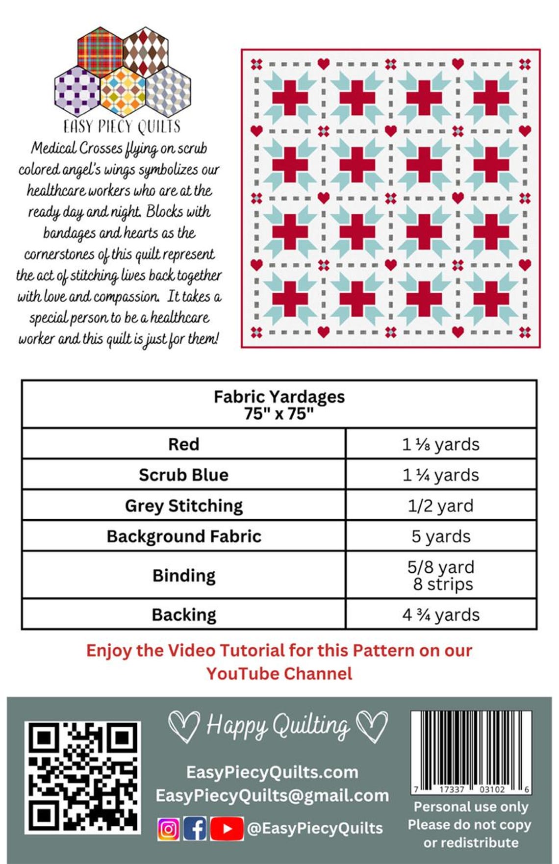 Angels Wear Scrubs Quilt Quilting Pattern From Easy Piecy Quilts BRAND ...