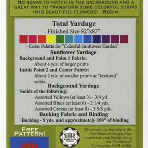 Colorful Sunflower Garden Quilt Quilting Pattern, From Robin Ruth ...