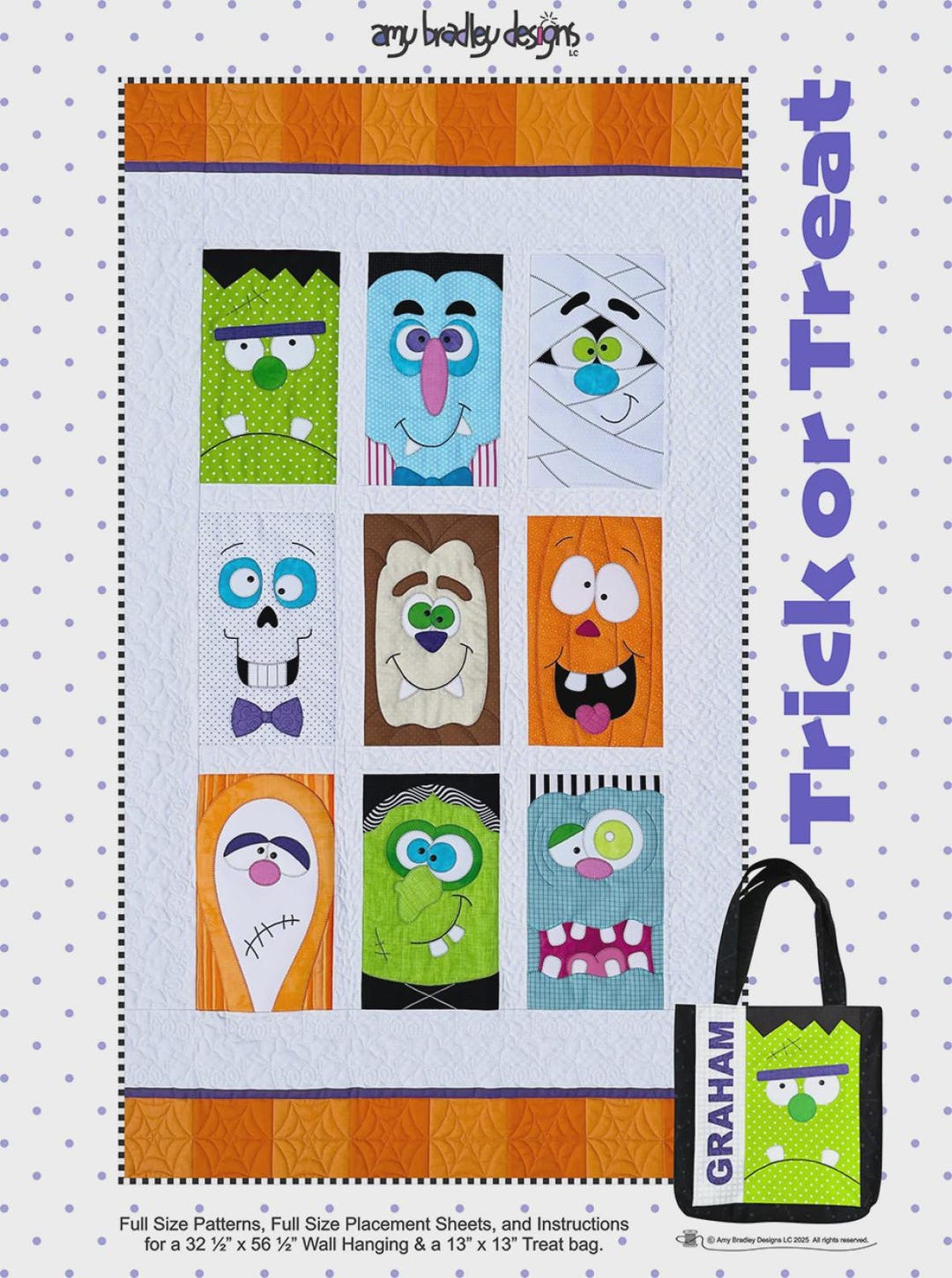 Trick or Treat Pieced Applique Quilt Quilting Pattern From Amy Bradley ...