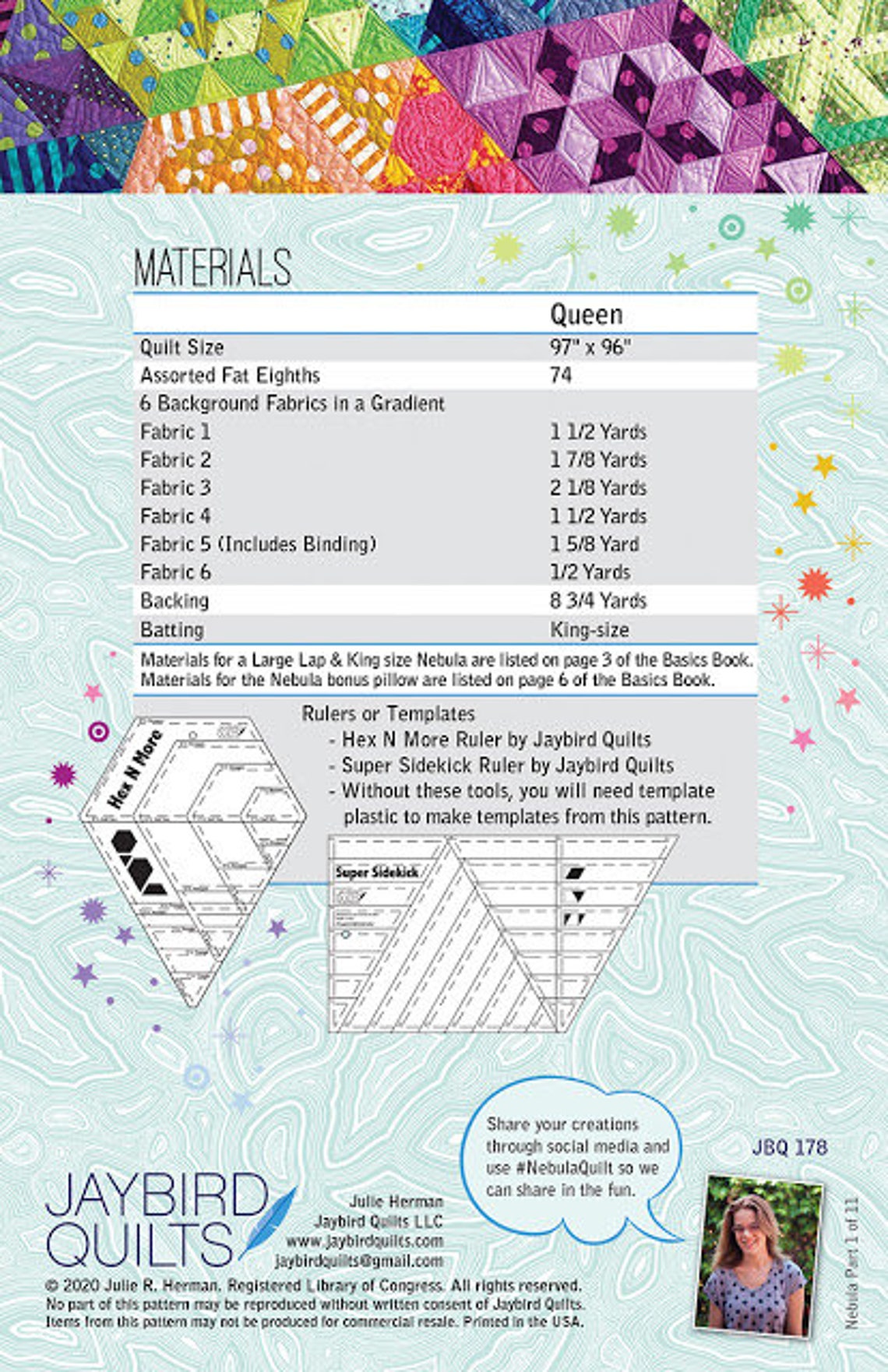 Nebula BOM Pieced Quilt Quilting Pattern From Jaybird Quilts - Etsy.de