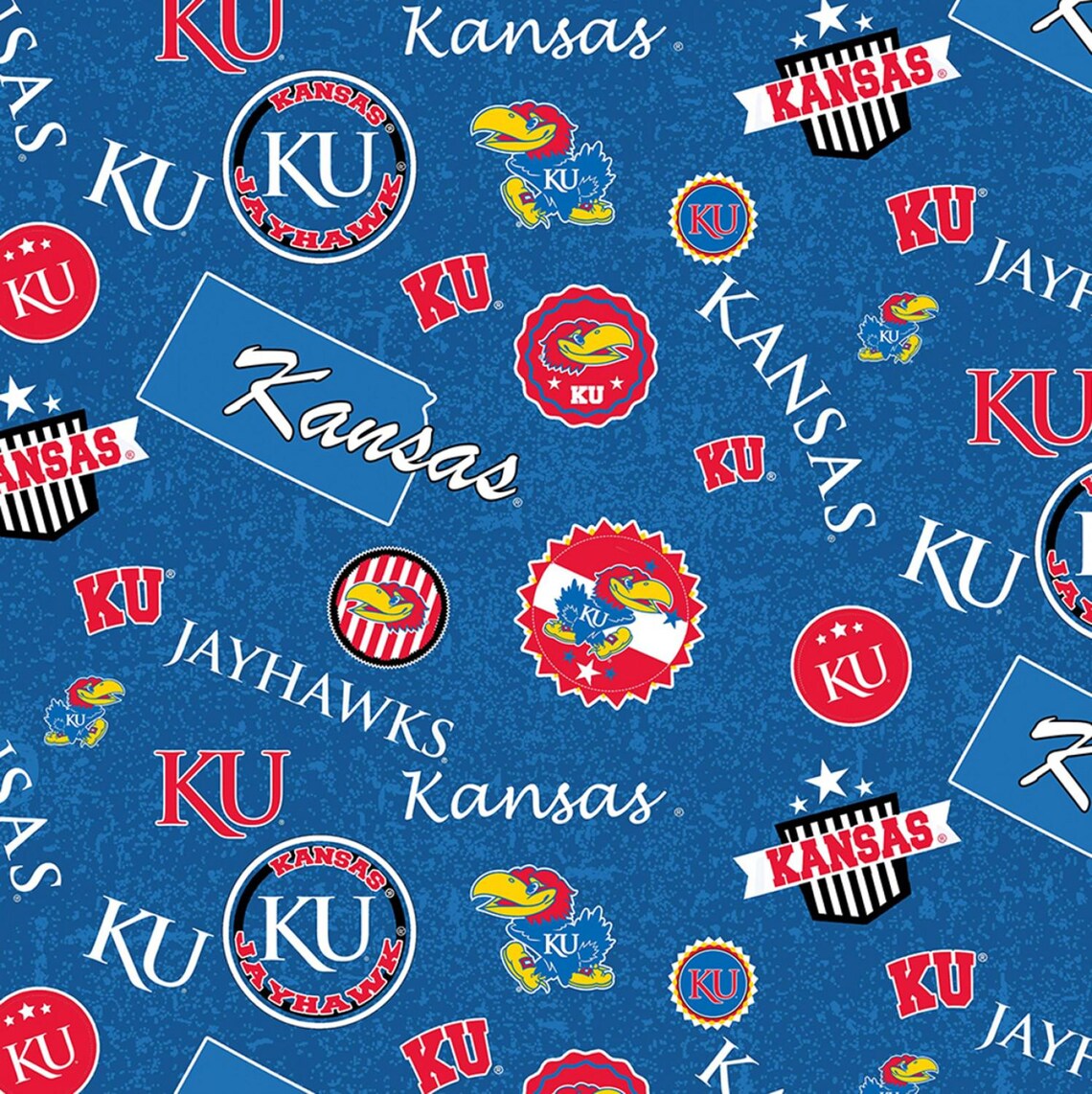 NCAA University of Kansas Jayhawks Home State All Over Cotton Fabric ...