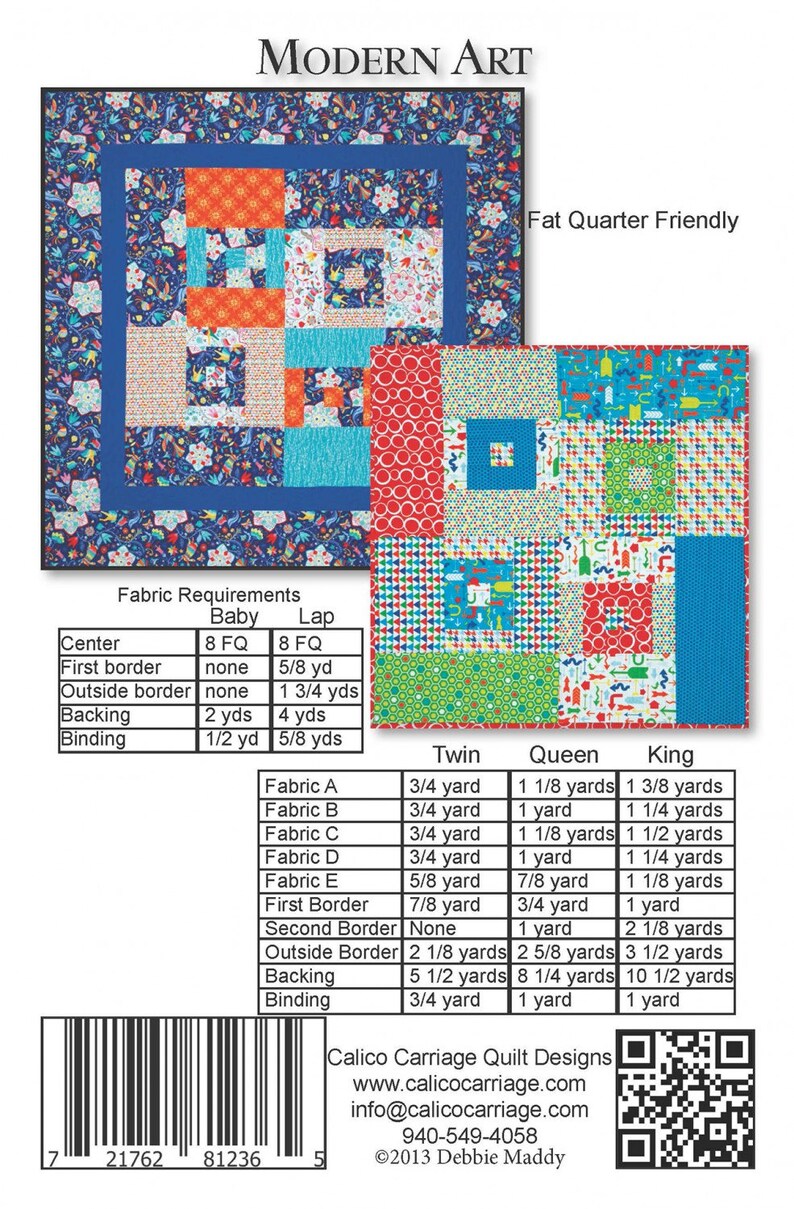 Modern Art Quilt Pattern From Calico Carriage Quilt Designs | Etsy